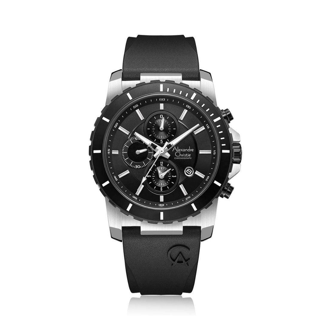 Alexandre Christie 6141MCRTBBA Sleek Black Chronograph Watch for Men ...