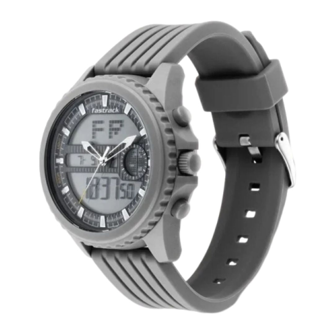 Fastrack 38064PP02 Streetwear Quartz Analog Digital Grey Dial PU Strap ...